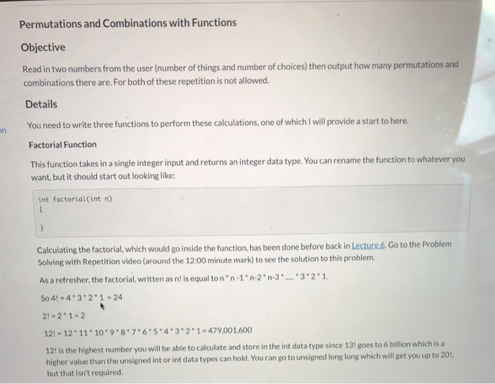 Solved Permutations and Combinations with Functions | Chegg.com