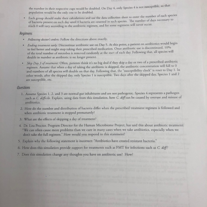 Data Collection Sheet Number of Microbes Species 3 | Chegg.com
