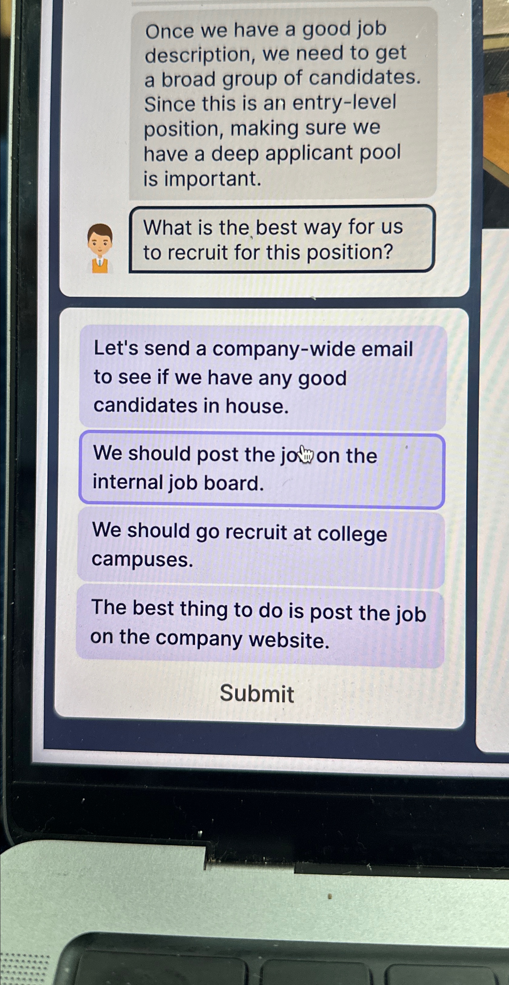 Solved Once we have a good job description, we need to get a | Chegg.com