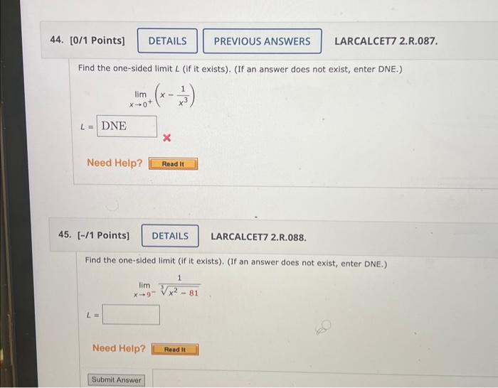 Solved ind the one-sided limit L (if it exists). (If an | Chegg.com