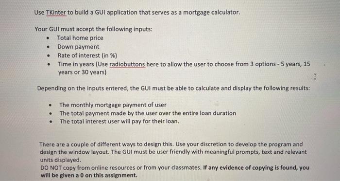 Solved Use TKinter to build a GUI application that serves as | Chegg.com