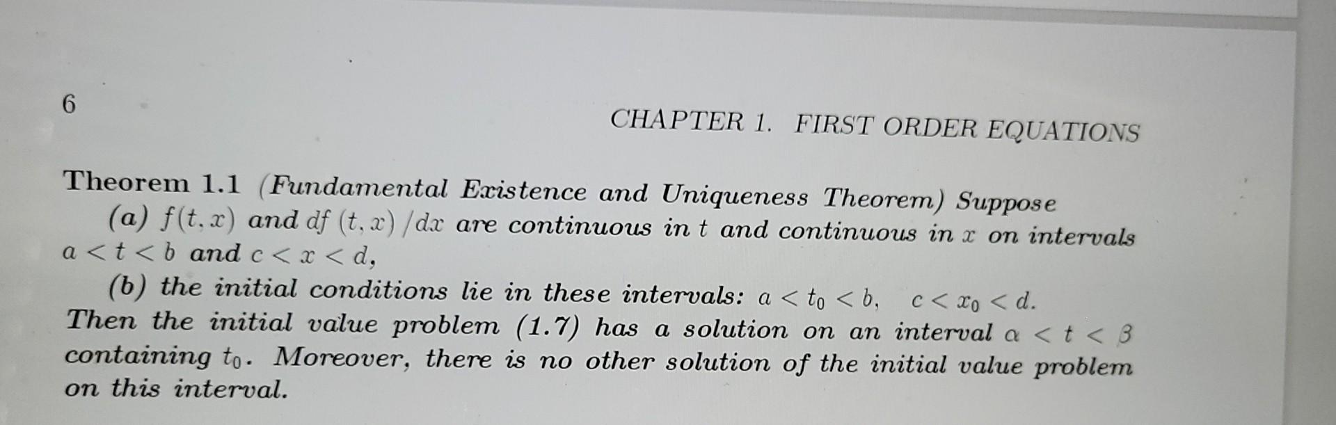 Solved Theorem 1 1 Fundamental Existence And Uniqueness