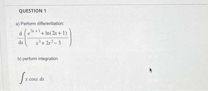 Solved a) Perform differentiation: | Chegg.com