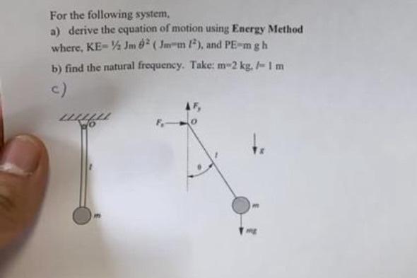 Solved For the following system. a) derive the equation of | Chegg.com