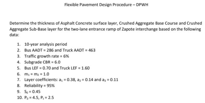 Solved Flexible Pavement Design Procedure - DPWH Determine | Chegg.com