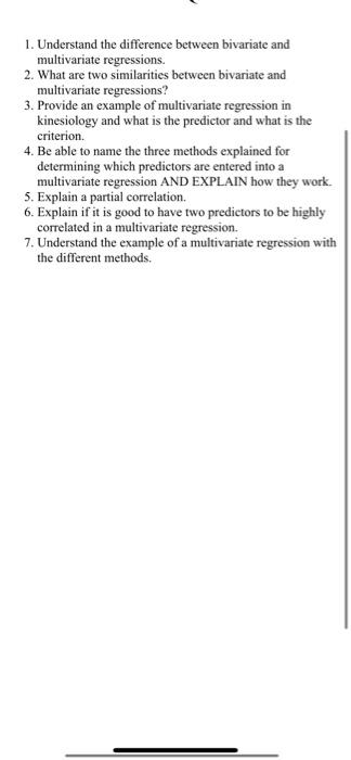 Solved 1. Understand the difference between bivariate and | Chegg.com