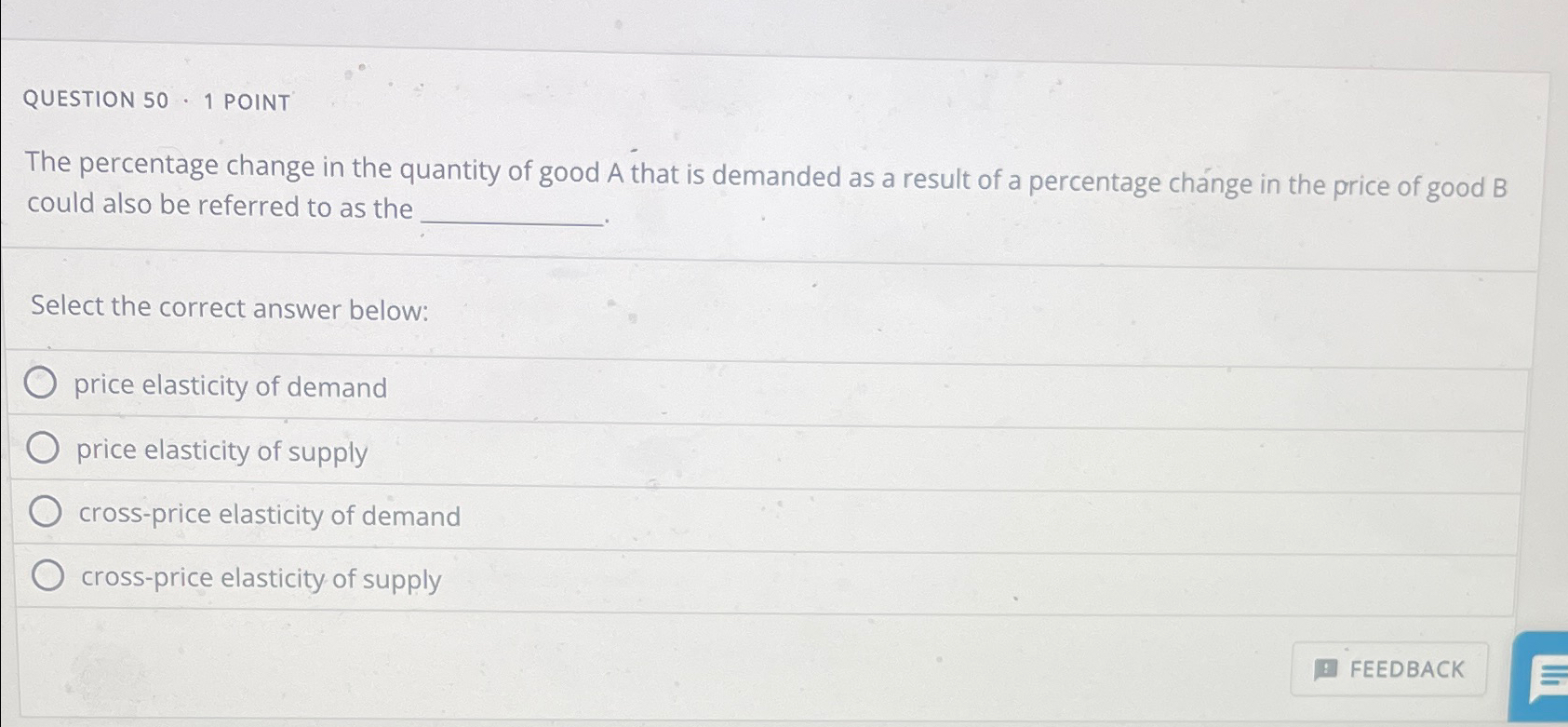 Solved QUESTION 50 - 1 POINTThe percentage change in the | Chegg.com Solved QUESTION 50 - 1 POINTThe percentage change in the | Chegg.com