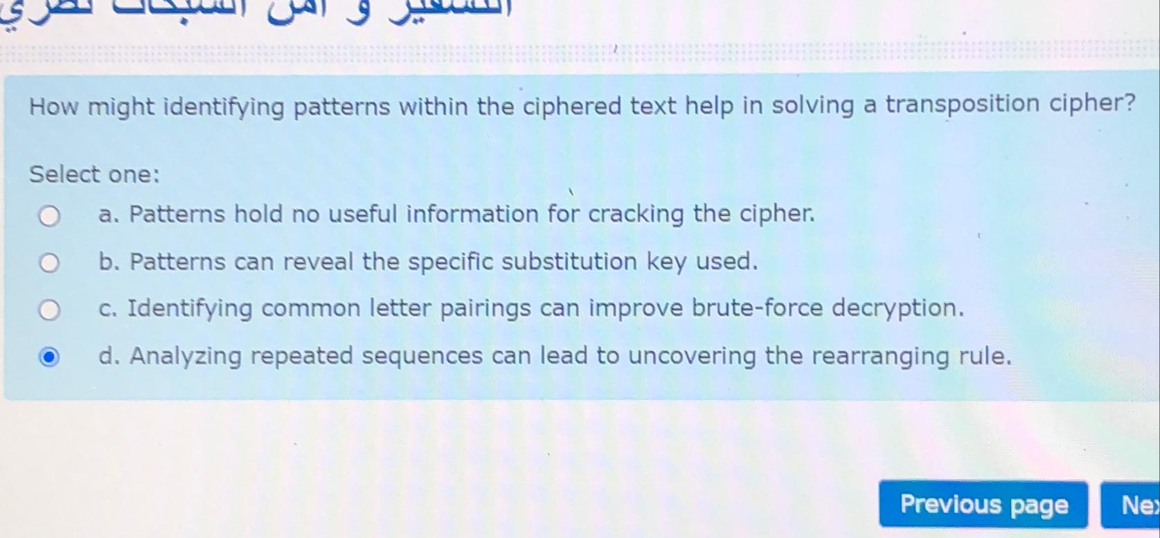 Solved How might identifying patterns within the ciphered | Chegg.com