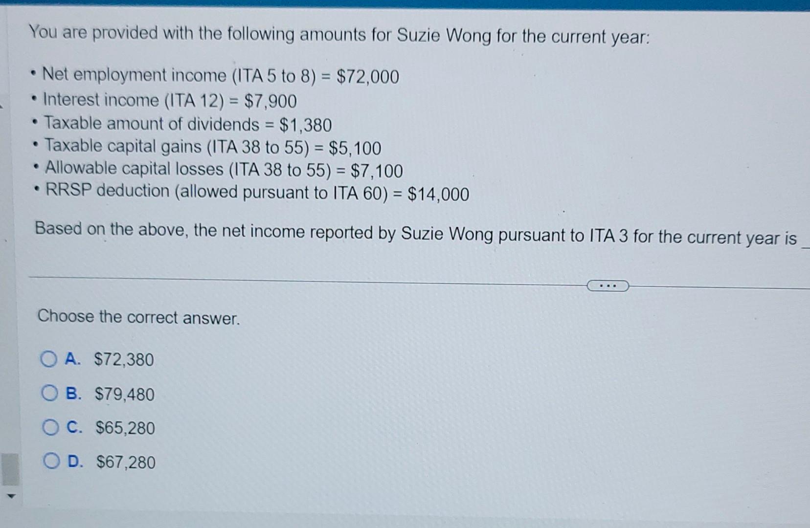 Solved You are provided with the following amounts for Suzie | Chegg.com