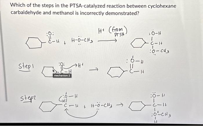 Which of the steps in the PTSA-catalyzed reaction | Chegg.com