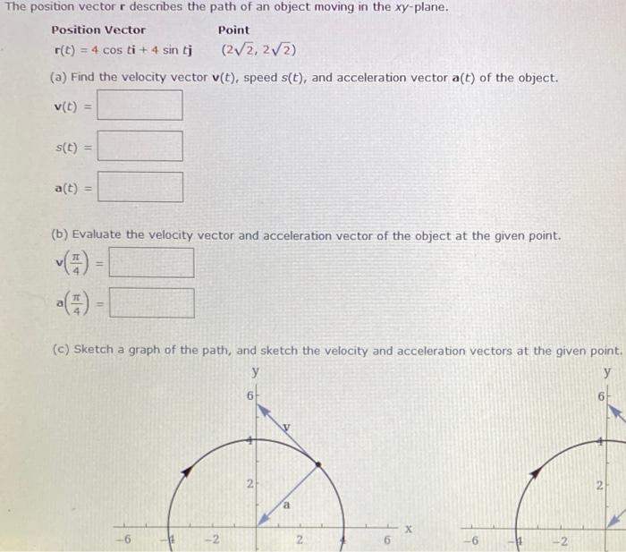 Solved The position vector describes the path of an object | Chegg.com