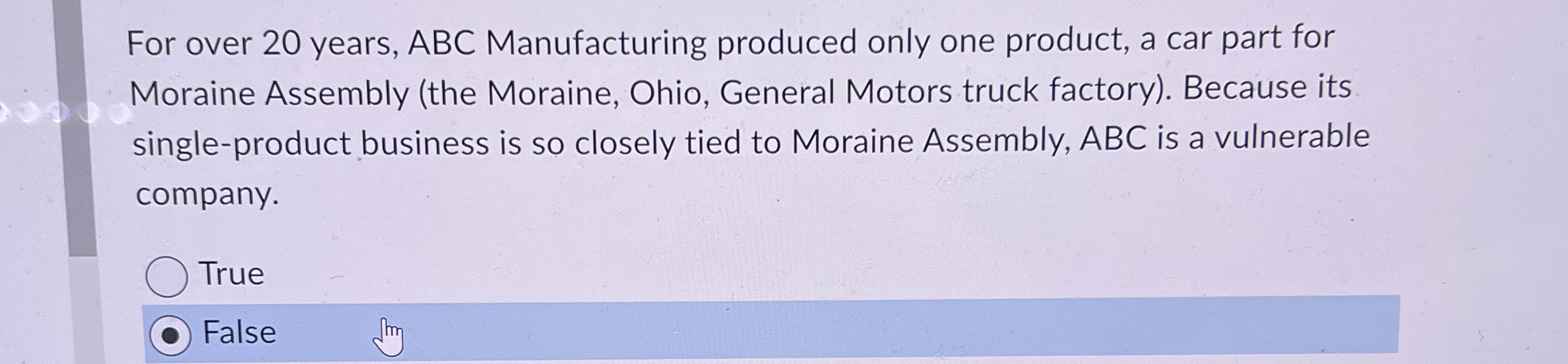 Solved For over 20 ﻿years, ABC Manufacturing produced only | Chegg.com