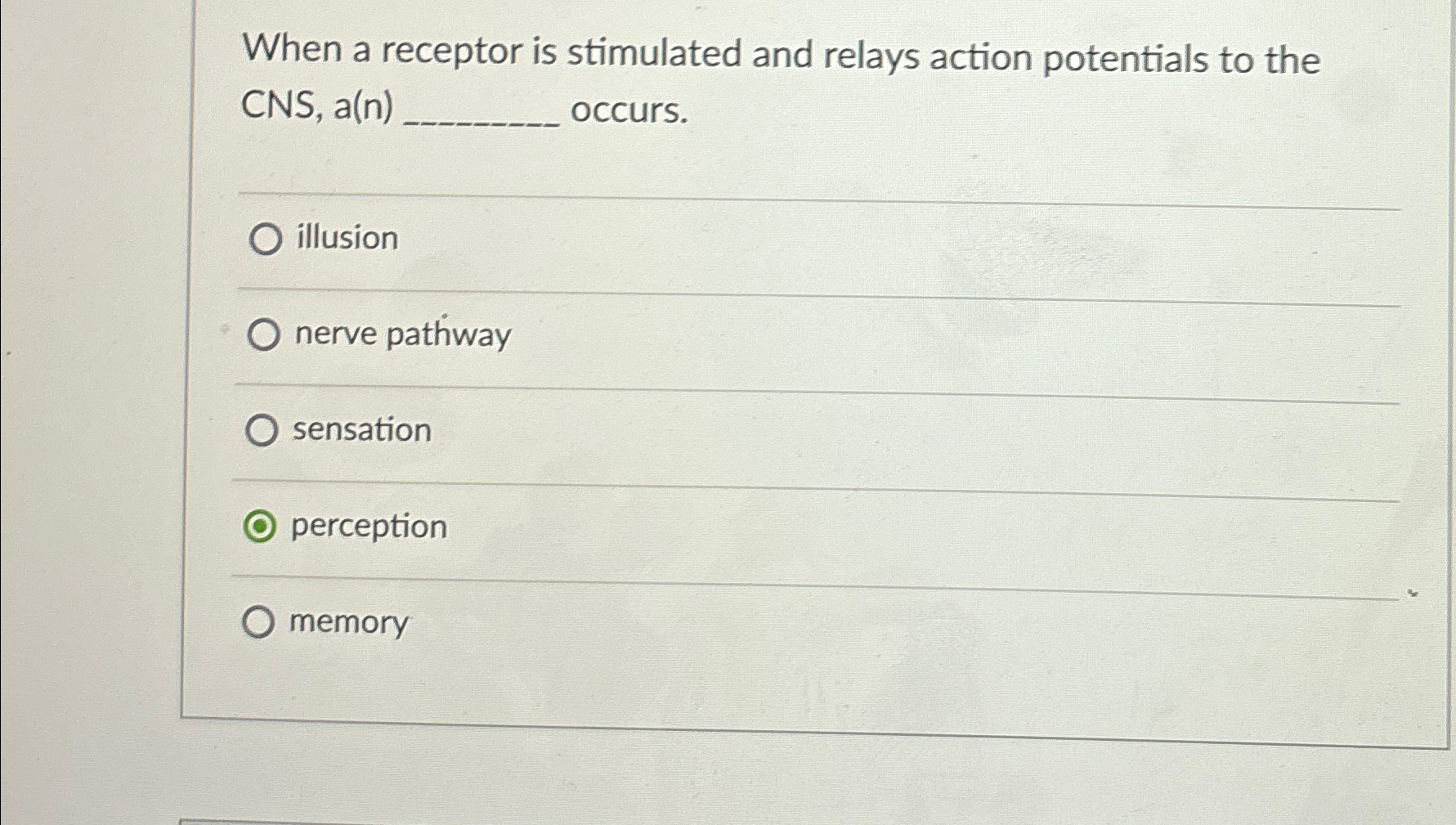 Solved When a receptor is stimulated and relays action | Chegg.com