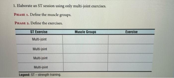 Solved 1. Elaborate an ST session using only multi-joint | Chegg.com