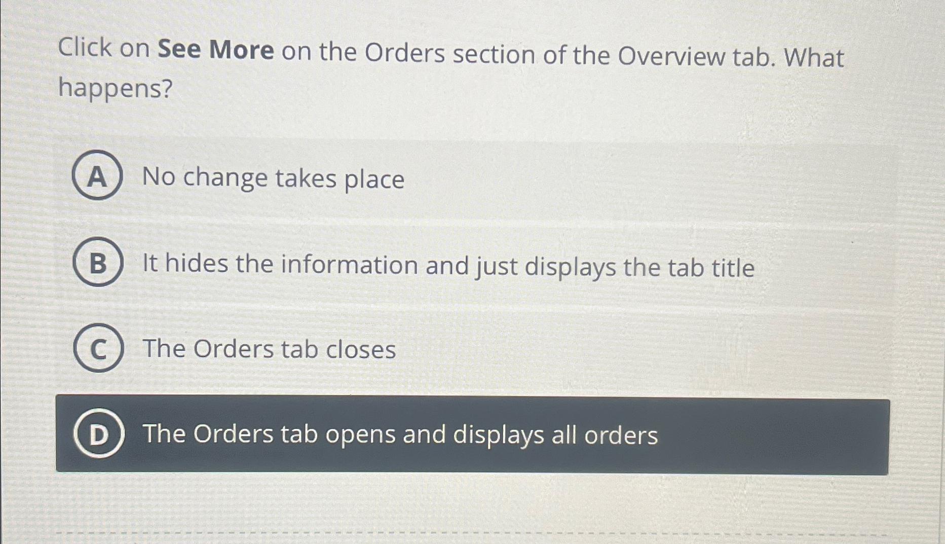 Solved Click on See More on the Orders section of the | Chegg.com