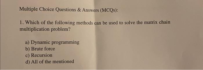 Solved Multiple Choice Questions \& Answers (MCQs): 1. Which | Chegg.com