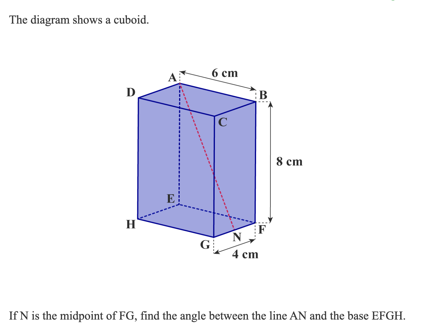 Solved The diagram shows a cuboid.If N ﻿is the midpoint of | Chegg.com