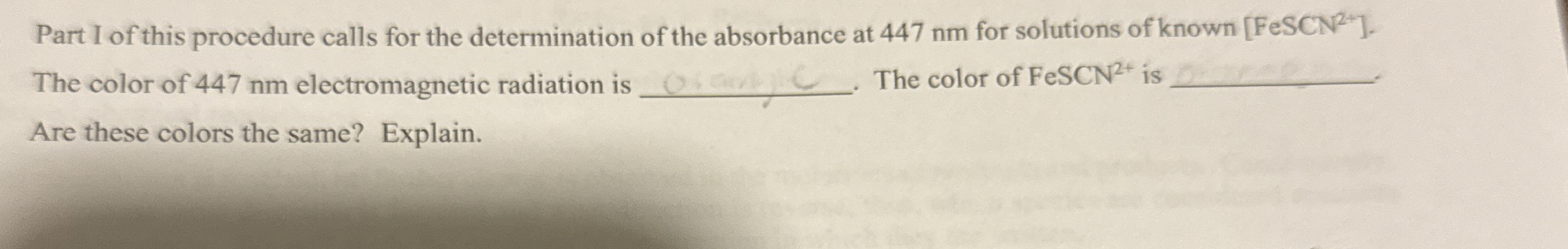 Solved Part I of this procedure calls for the determination | Chegg.com
