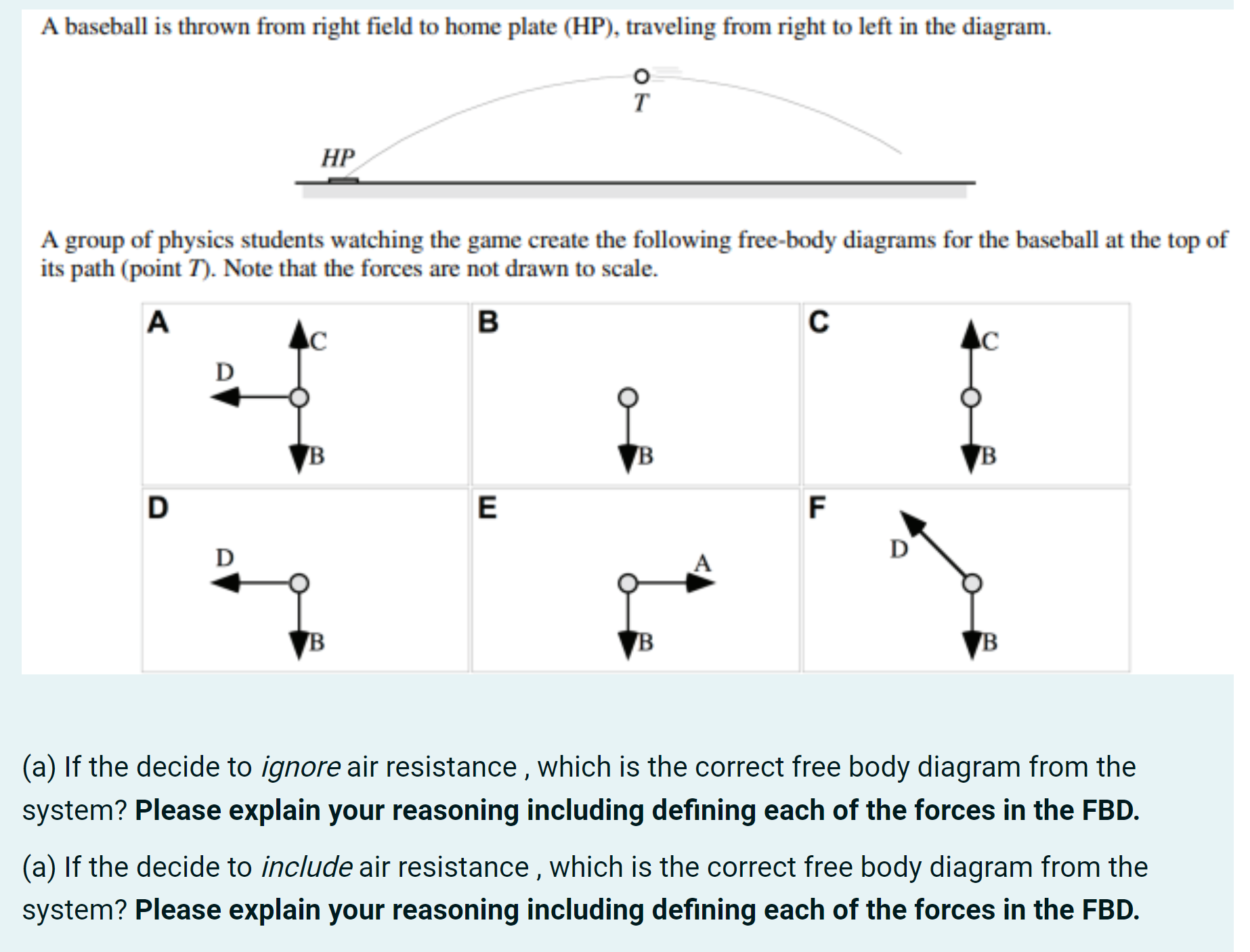 Solved (a) ﻿If the decide to ignore air resistance, which is | Chegg.com