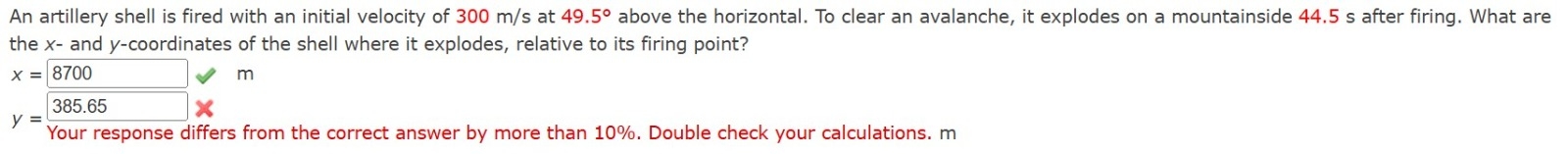 An artillery shell is fired with an initial velocity | Chegg.com