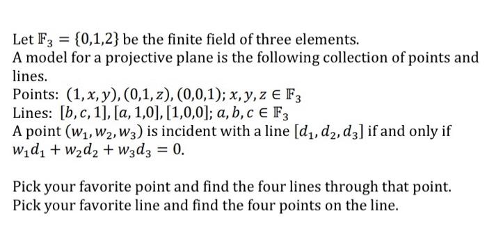Solved Let F3={0,1,2} be the finite field of three elements. | Chegg.com