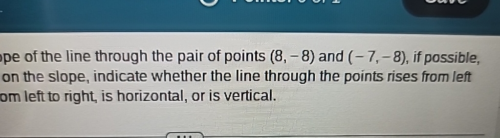 Solved pe of the line through the pair of points (8,-8) ﻿and | Chegg.com
