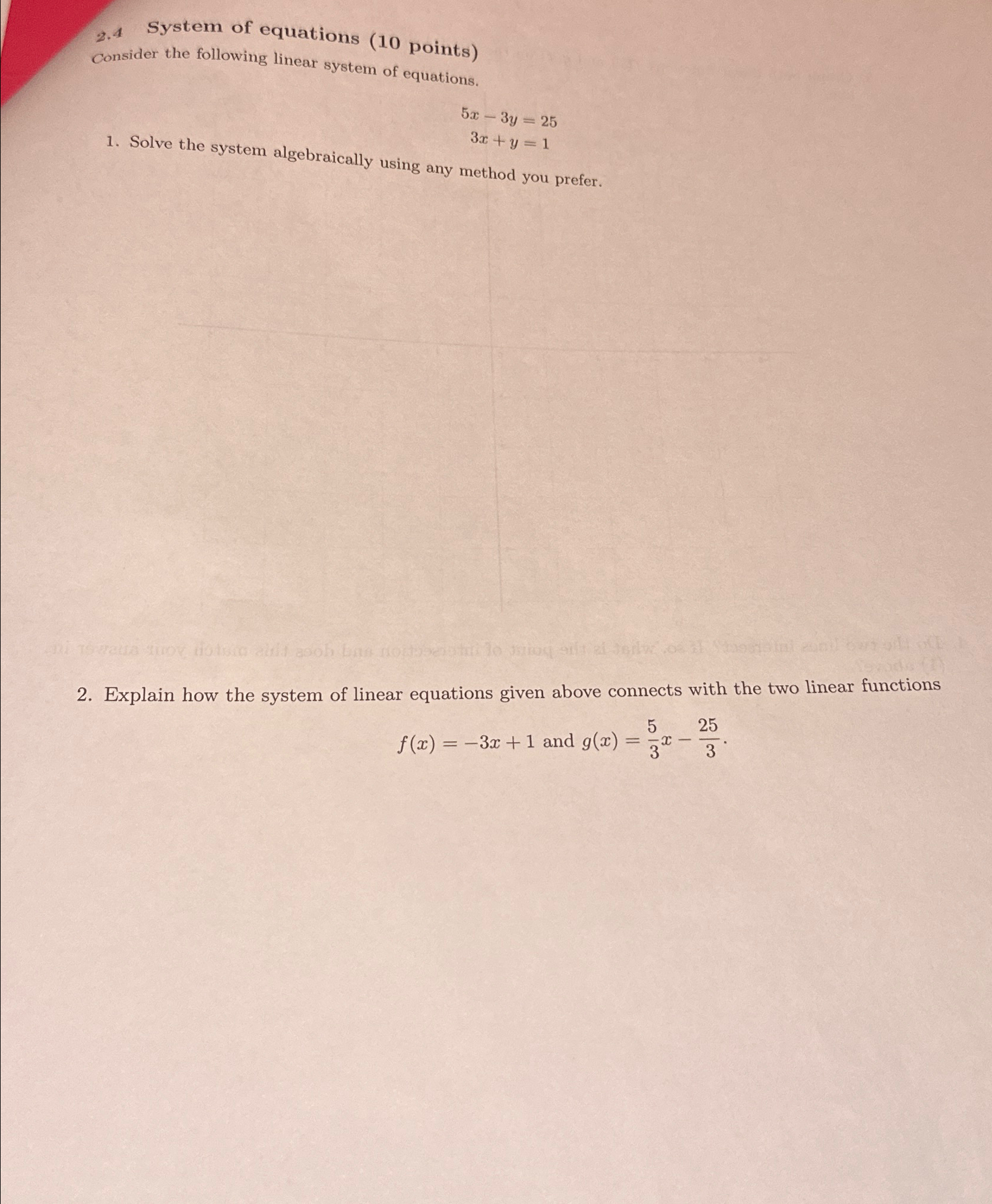 Solved 2.4 ﻿System of equations ( 10 ﻿points)Consider the | Chegg.com
