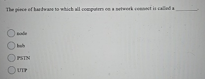Solved The piece of hardware to which all computers on a | Chegg.com