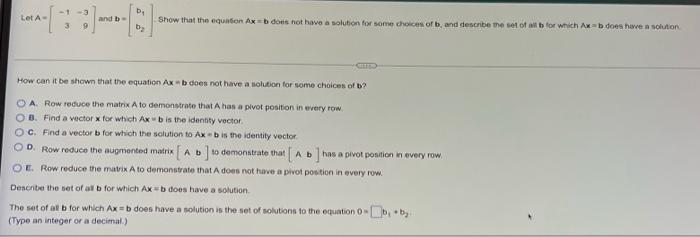 Solved Let A and b- Show that the equation Axub do not have | Chegg.com
