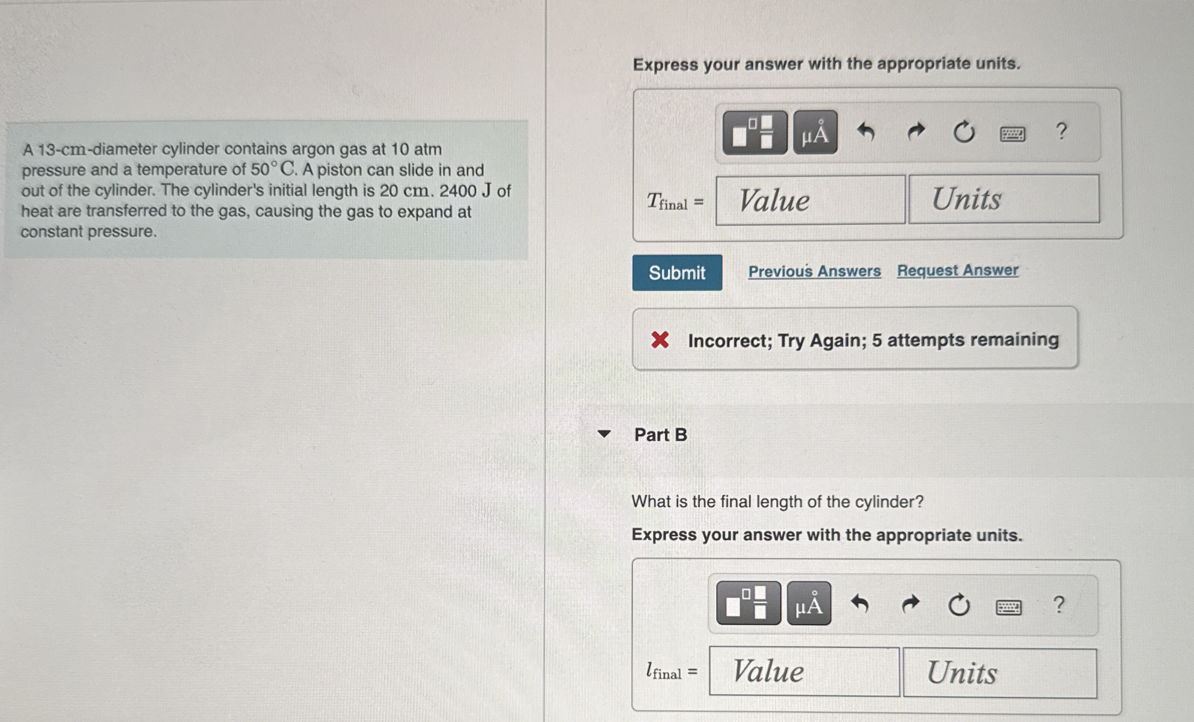 Solved A 13-cm-diameter cylinder contains argon gas at 10 | Chegg.com