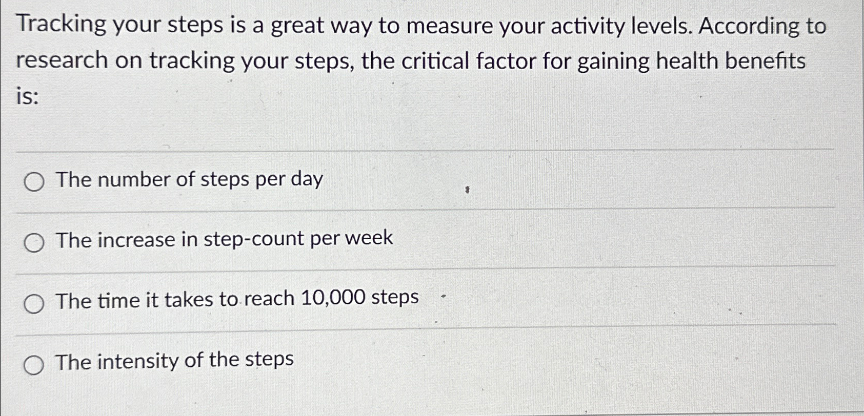 Solved Tracking your steps is a great way to measure your | Chegg.com
