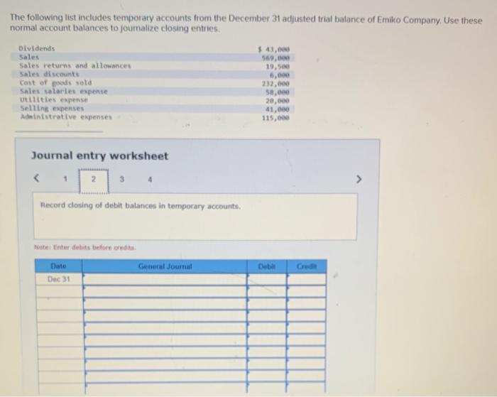 Solved The following list includes temporary accounts from | Chegg.com
