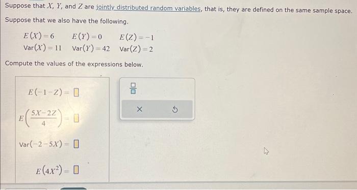 Solved Suppose that X,Y, and Z are jointly distributed | Chegg.com