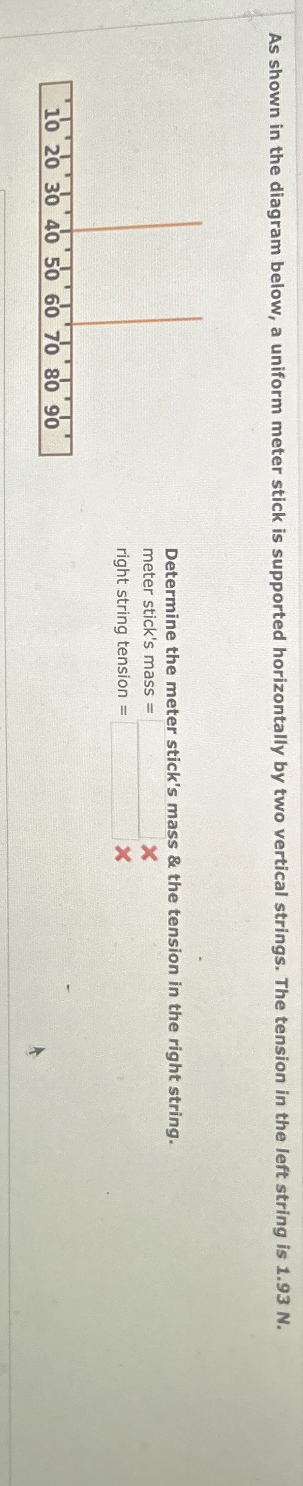 Solved As shown in the diagram below, a uniform meter stick | Chegg.com