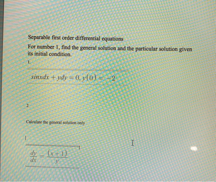 Solved Separable First Order Differential Equations For