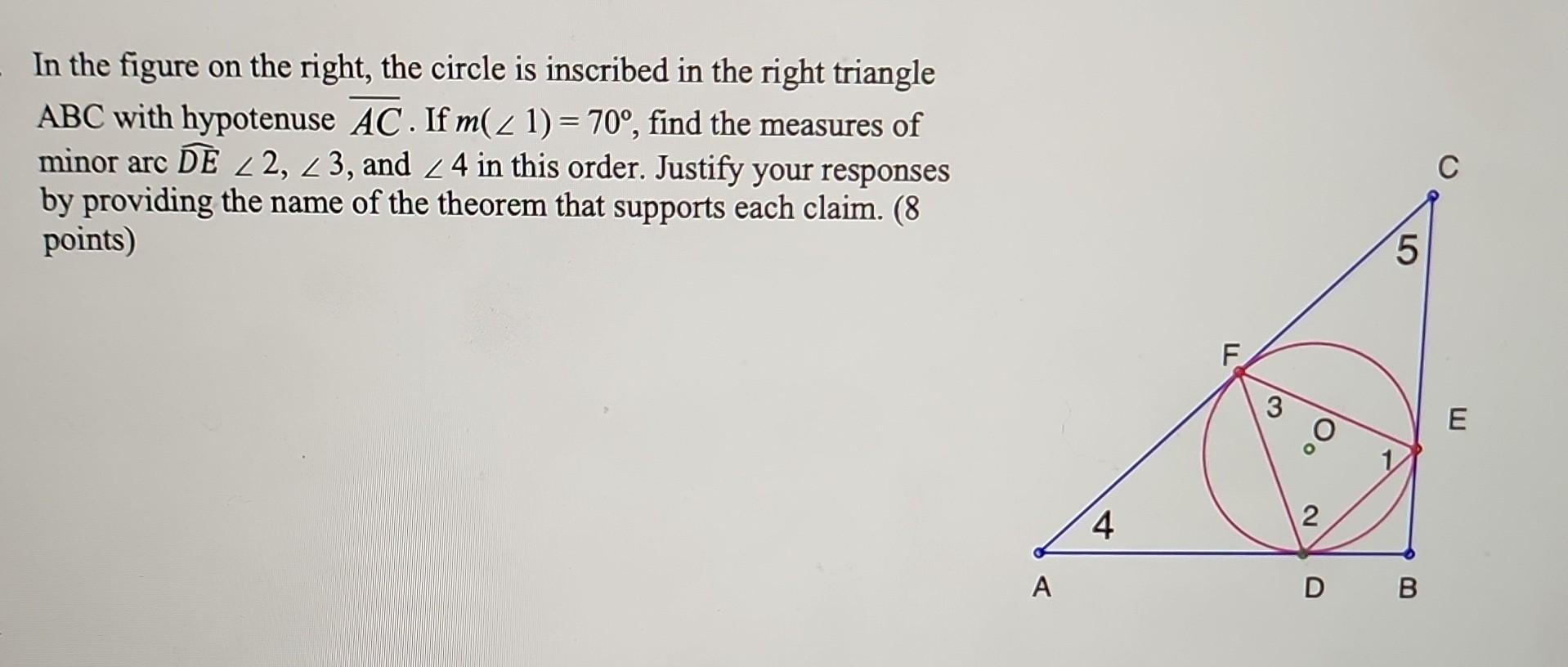 Solved In the figure on the right, the circle is inscribed | Chegg.com