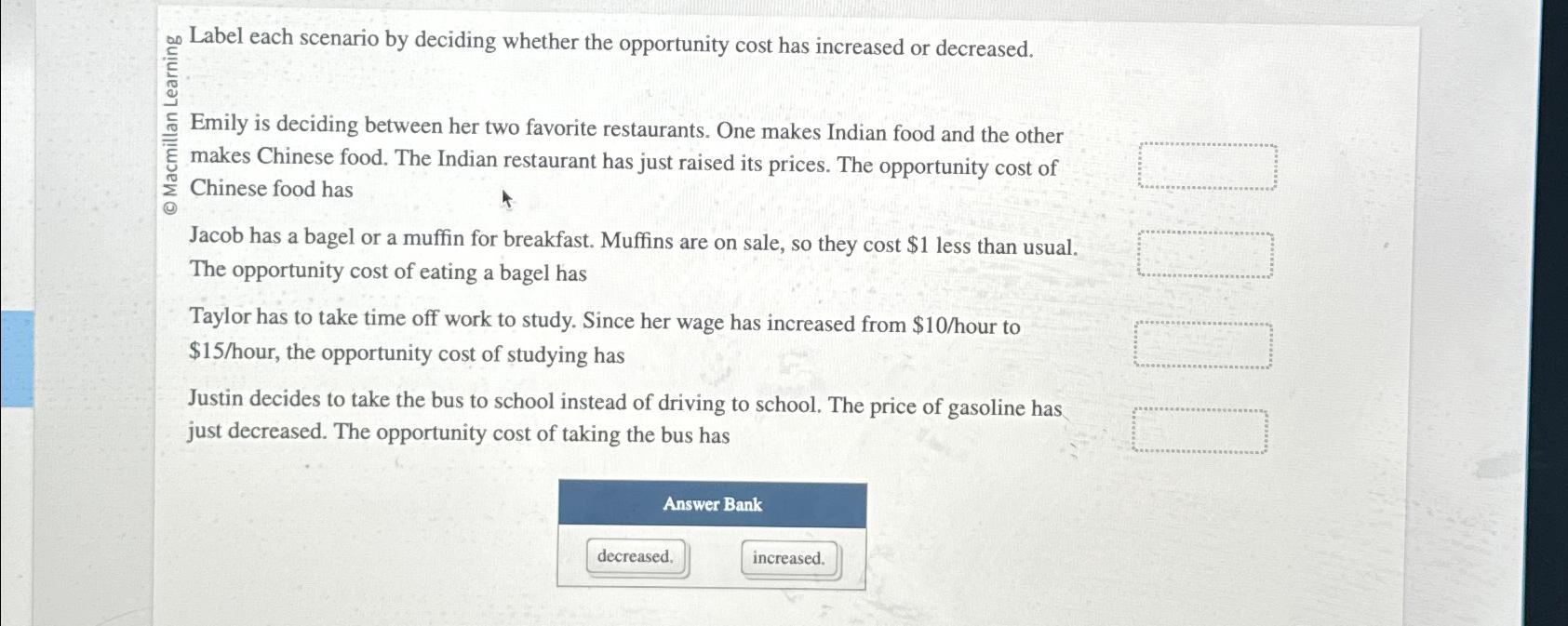 Solved Lo Label each scenario by deciding whether the | Chegg.com