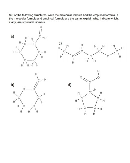 Solved C-H H- c) H H v с H H- CC-H 8) For the following | Chegg.com