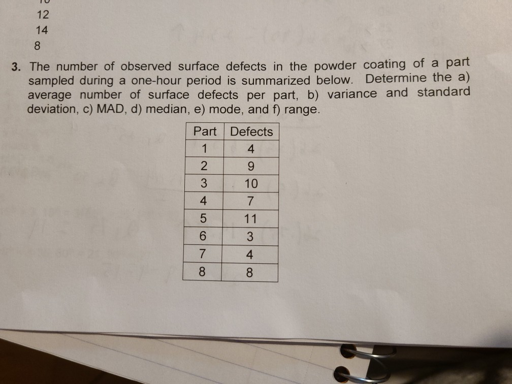 Solved 12 14 8 3. The number of observed surface defects in | Chegg.com