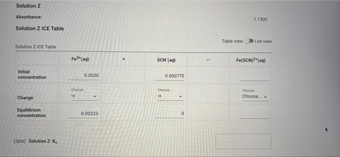 Solved Use the ICE tables below to calculate Kc from | Chegg.com