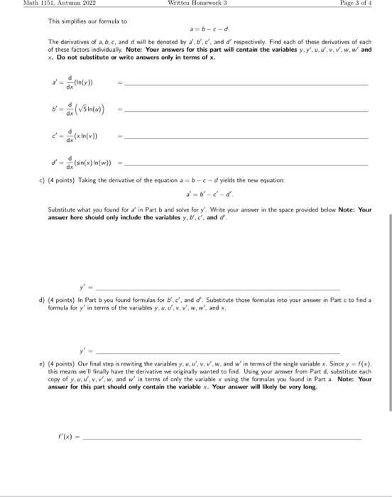 Solved Problem 2: Unguided Derivative Calculation (18 | Chegg.com