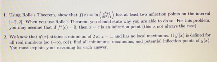 Solved 1. Using Rolle's Theorem, show that | Chegg.com