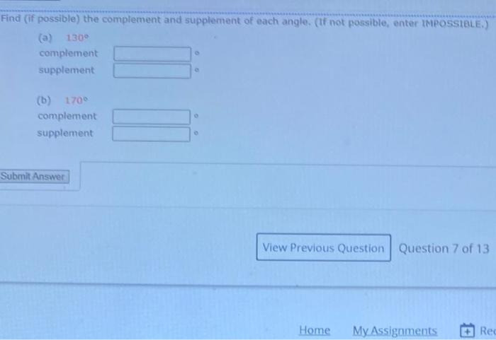 Solved Find (if possible) the complement and supplement of | Chegg.com