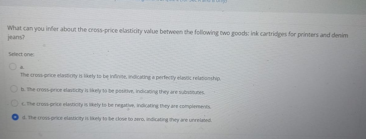 Solved What can you infer about the cross-price elasticity | Chegg.com