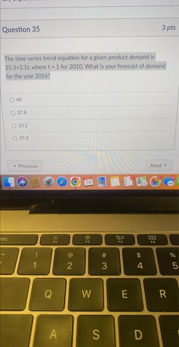 Solved The time series trend equation for a given product | Chegg.com