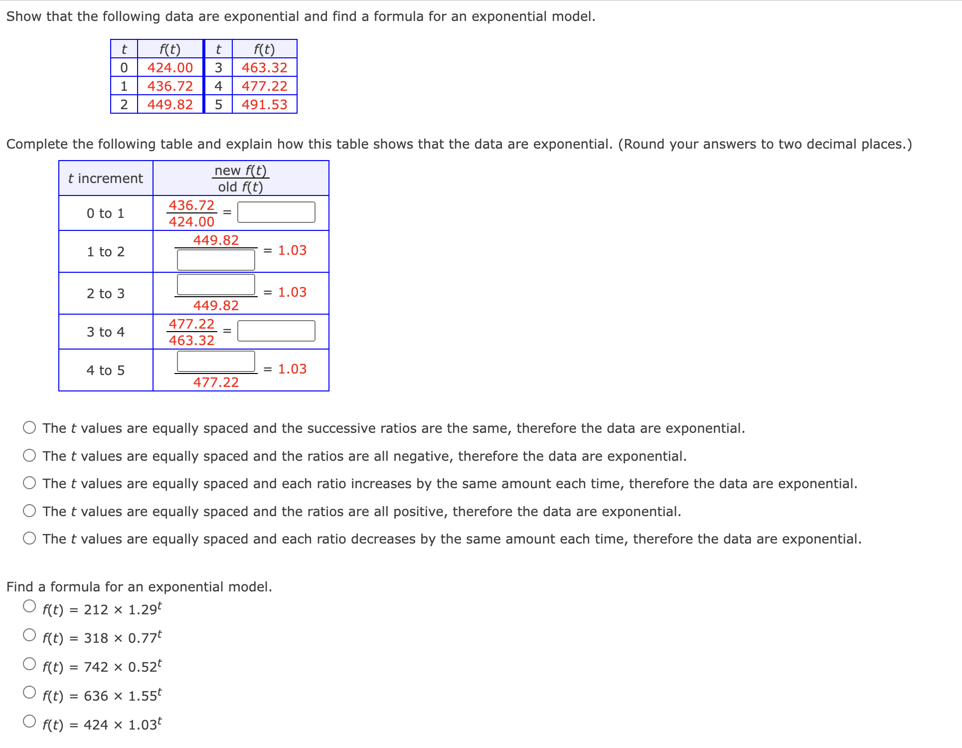 Solved Show that the following data are exponential and find | Chegg.com