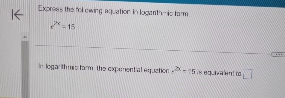 Solved Express the following equation in logarithmic | Chegg.com