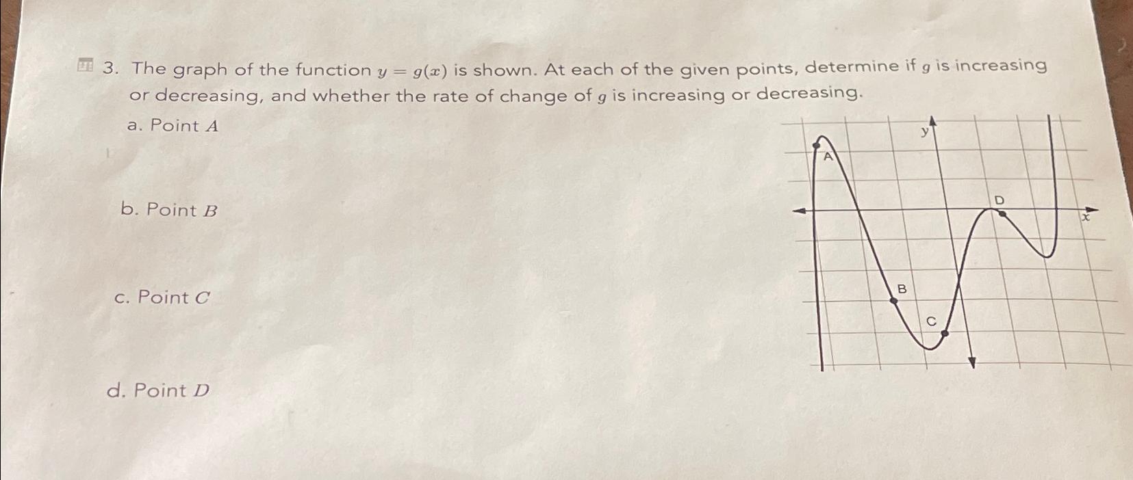 Solved The graph of the function y=g(x) ﻿is shown. At each | Chegg.com