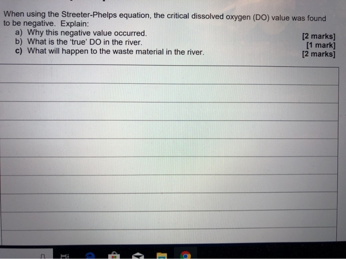 Solved When using the Streeter-Phelps equation, the critical | Chegg.com
