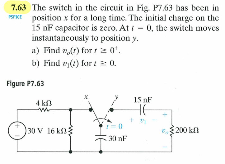 Solved 7.63 ﻿The switch in the circuit in Fig. P7.63 ﻿has | Chegg.com